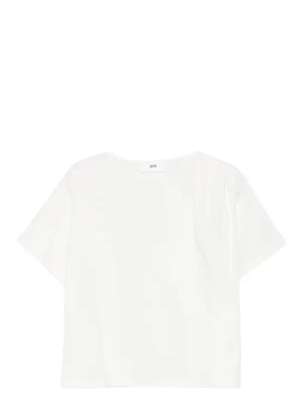SOLOTRE Gathered Trim T-shirt - Neutrals