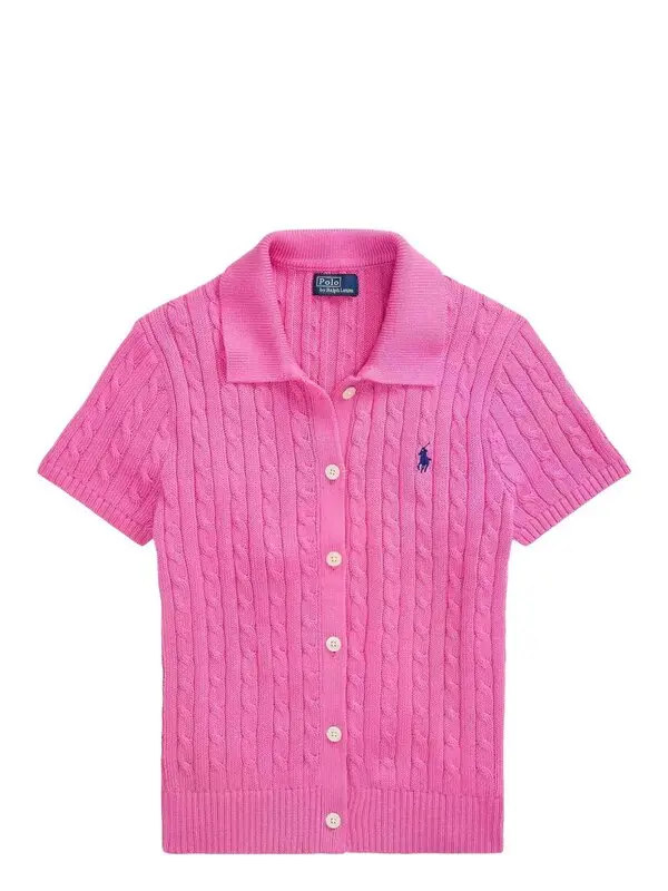 Polo Ralph Lauren Cable-knit Short-sleeve Top - Pink