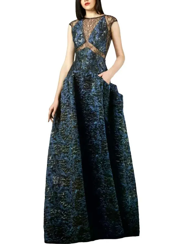 GEMY MAALOUF Laced Maxi Dress - Blue