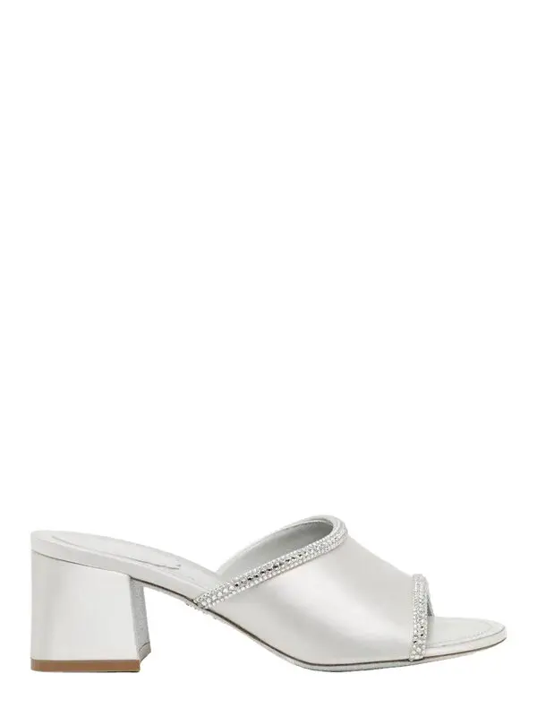 Rene Caovilla Embellished Mules - Silver