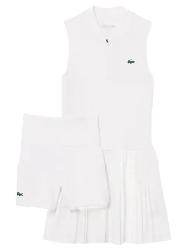 Lacoste Pleated Sleeveless Mini Dress - White