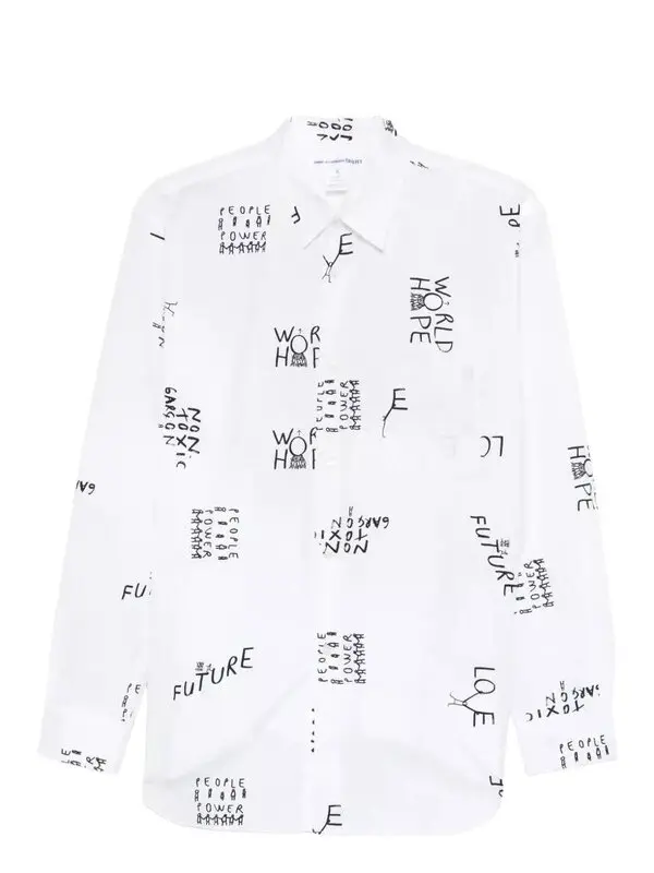 Comme Des Garçons Printed Cotton Shirt - White