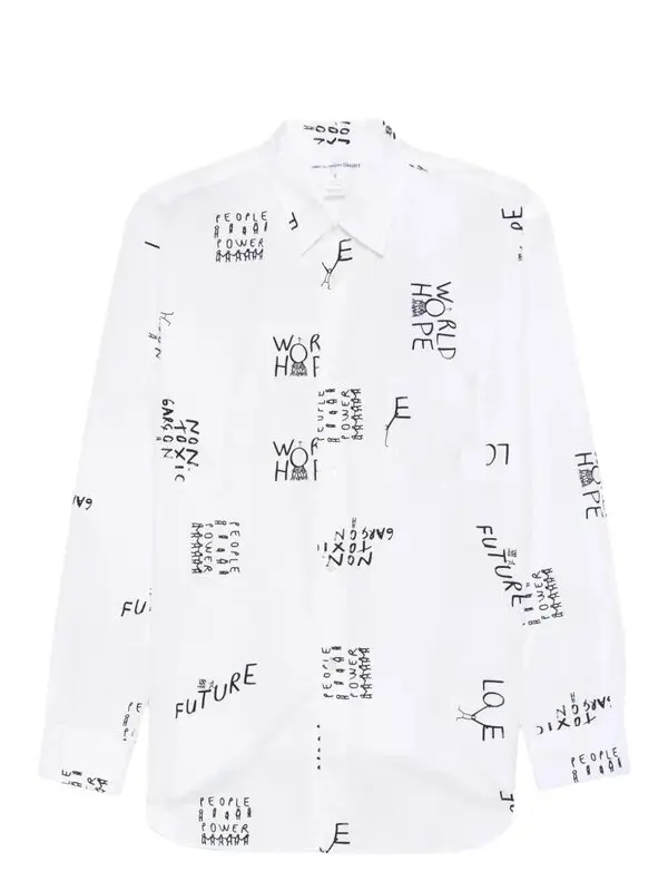 Comme Des Garçons Printed Cotton Shirt - White