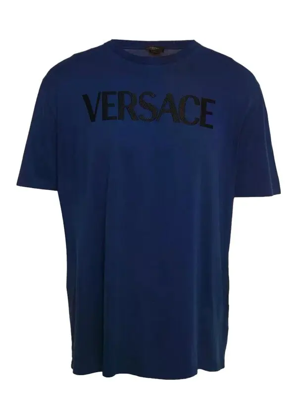 Versace Logo Embroidered T-shirt - Blue