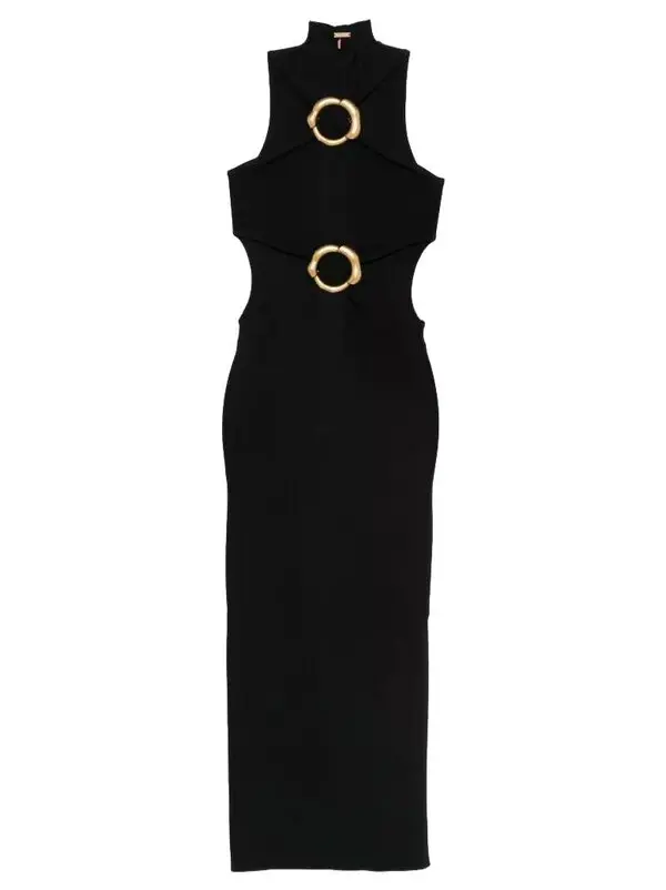 Cult Gaia Ring Detail Cut-out Midi Dress - Black
