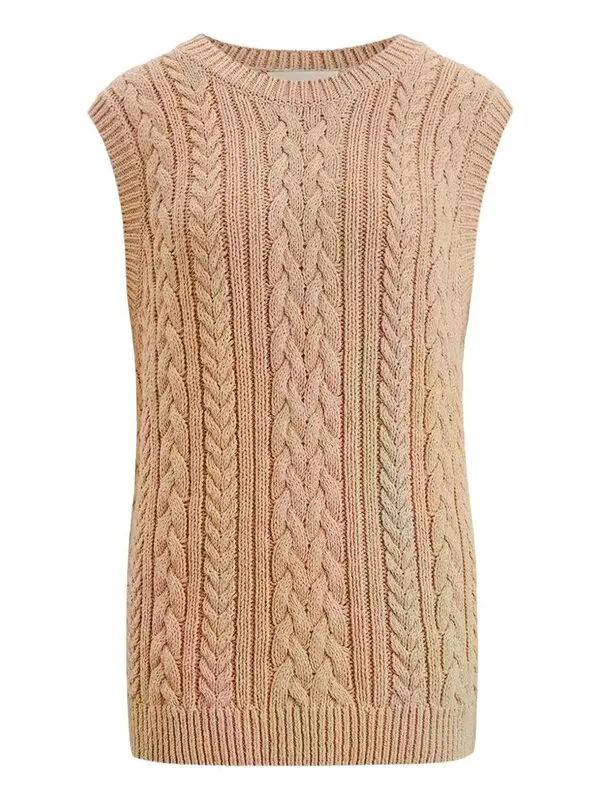 12 STOREEZ Harvest Cable-knit Vest - Neutrals