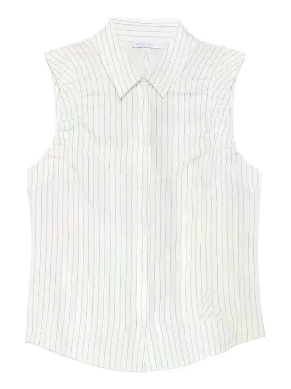 Patrizia Pepe Striped Sleeveless Shirt - White