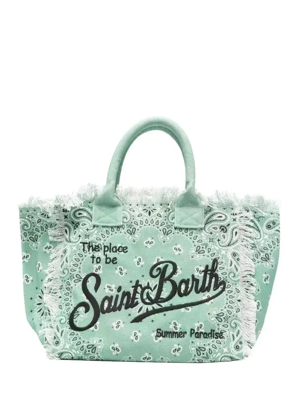 MC2 SAINT BARTH Paisley-print Frayed Tote Bag - Green
