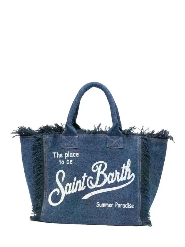 MC2 SAINT BARTH Frayed-edge Tote Bag - Blue
