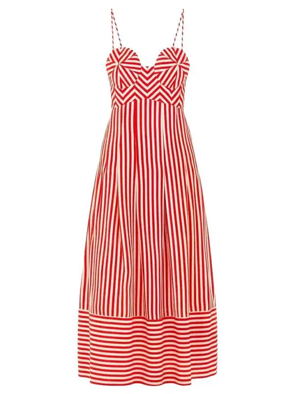 Farm Rio Striped Midi Dress - Red