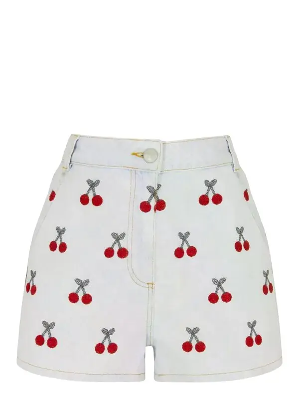 Farm Rio Cherry-print Shorts - Blue