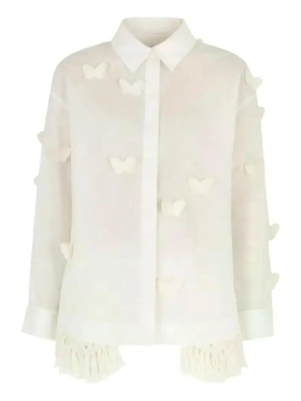 Farm Rio Butterfly Fringe Shirt - White