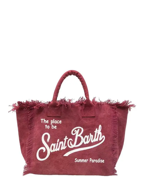 MC2 SAINT BARTH Vanity Fringed Logo-print Tote - Red