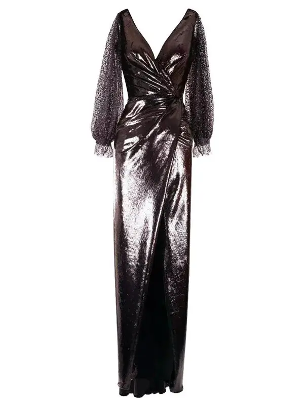 GEMY MAALOUF Laced V-neck Maxi Dress - Black