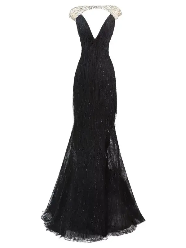 GEMY MAALOUF Beaded Maxi Dress - Black