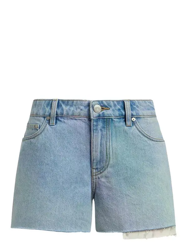 12 STOREEZ Frayed-hem Denim Shorts - Blue