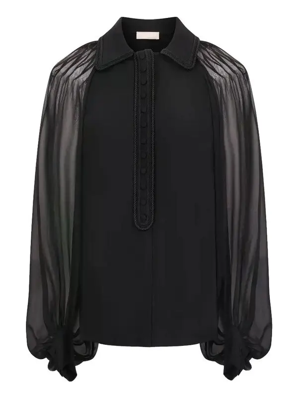 Elie Saab Cord-embellished Silk Shirt - Black
