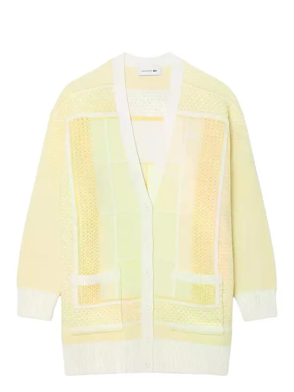 Lacoste Tennis Court-jacquard Cardigan - Yellow
