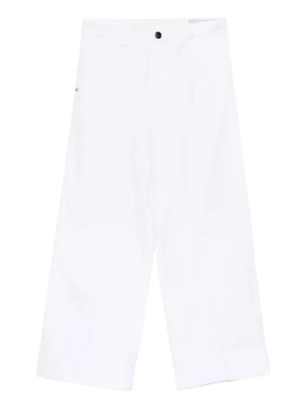 WHITE SAND Wide-leg Turn-up Trousers - White