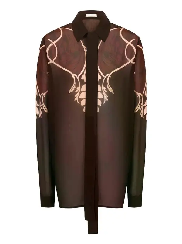 Elie Saab Printed Chiffon Shirt - Brown