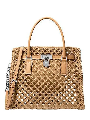 Michael Kors Hamilton Moderne Large Hand-woven Satchel - Brown