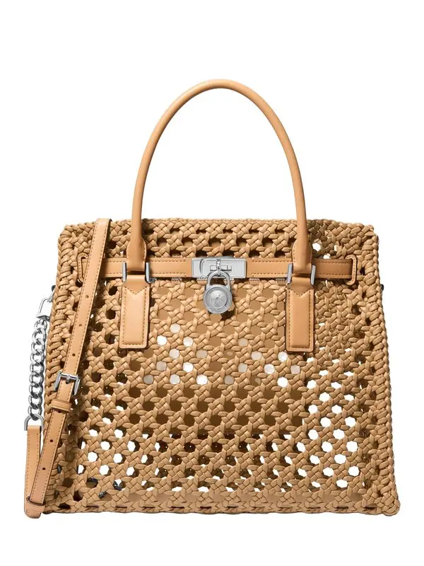 Michael Kors Hamilton Moderne Large Hand-woven Satchel - Brown