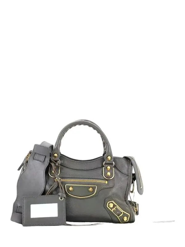 Balenciaga City Classic Studs Leather Mini Satchel - Grey