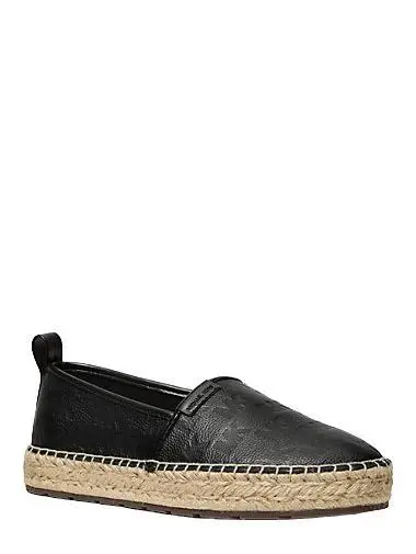 Michael Kors Elias Logo Embossed Leather Espadrille - Black