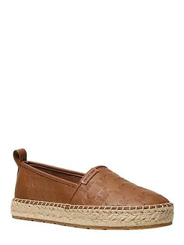 Michael Kors Elias Logo Embossed Leather Espadrille - Brown