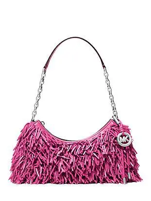 Michael Kors Nolita Medium Fringed Leather Pochette - Pink