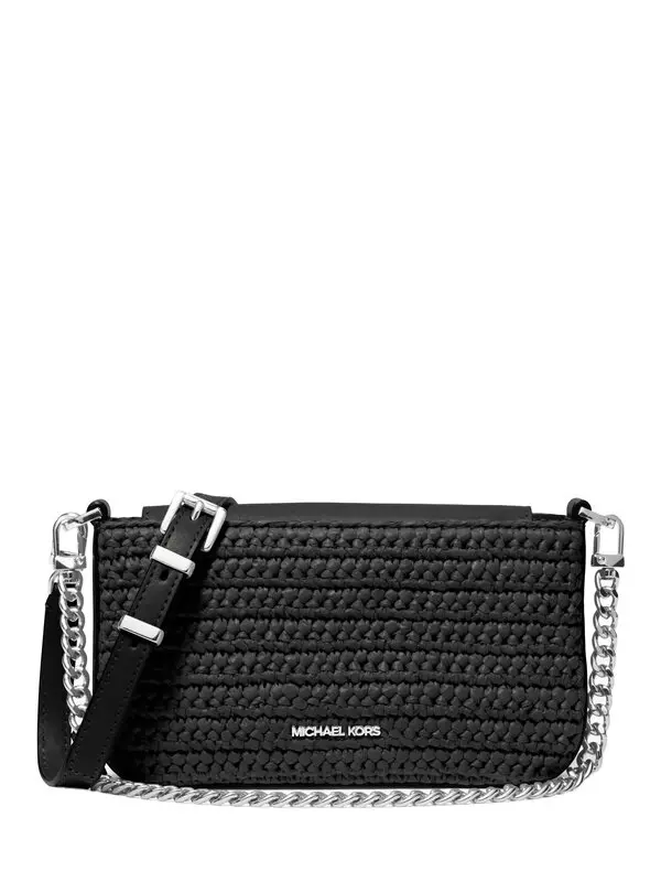 Michael Kors Bryant Small Crocheted Convertible Crossbody Pochette - Black