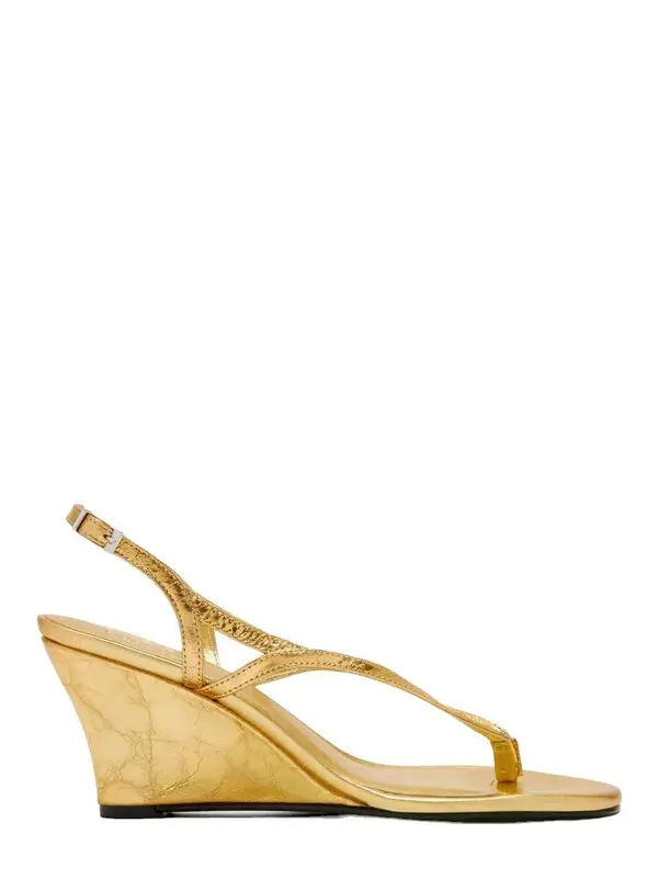 Gimaguas Leather Wedge Sandals - Gold