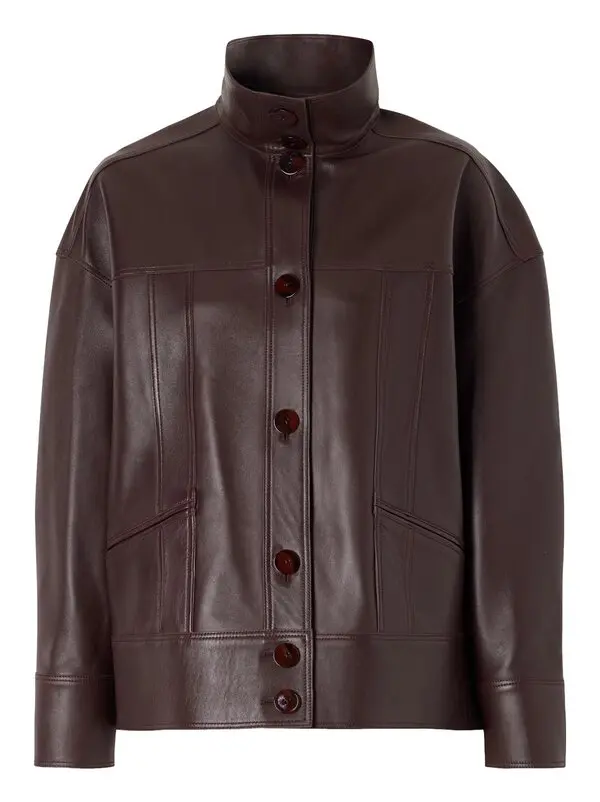 Galvan Paneled Leather Jacket - Brown