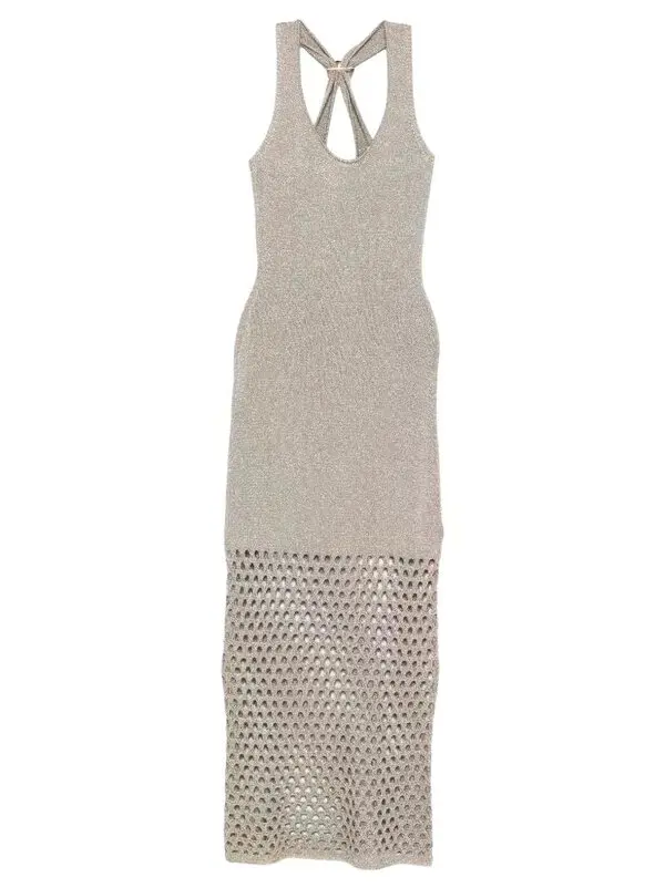SIMONA CORSELLINI Metallic Open-knit Dress - Neutrals