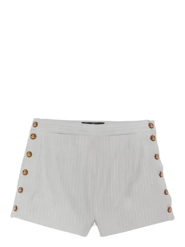 VIVIENNE WESTWOOD Stripe-pattern Shorts With Button Embellishment - Grey