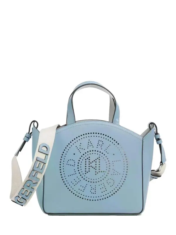 Karl Lagerfeld Small K/circle Logo-perforated Tote Bag - Blue