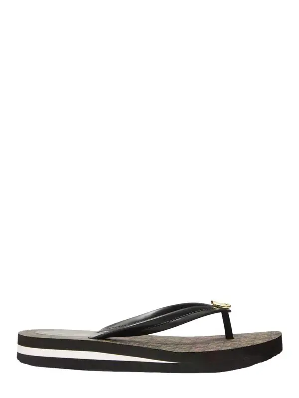Michael Kors Posie Logo Medallion Flip Flops - Brown