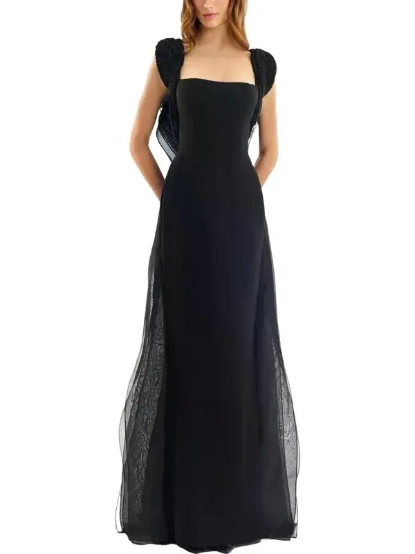 GEMY MAALOUF Embroidered Maxi Dress - Black