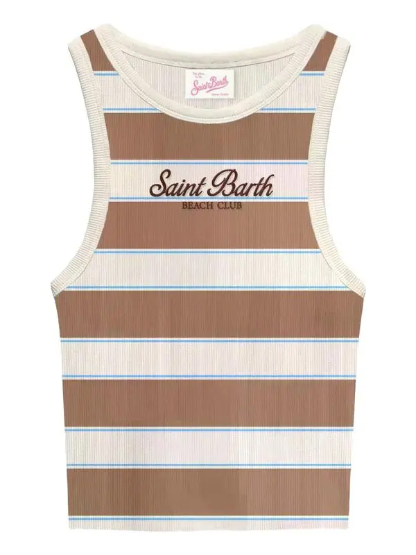 MC2 SAINT BARTH Striped Text Vest - Brown