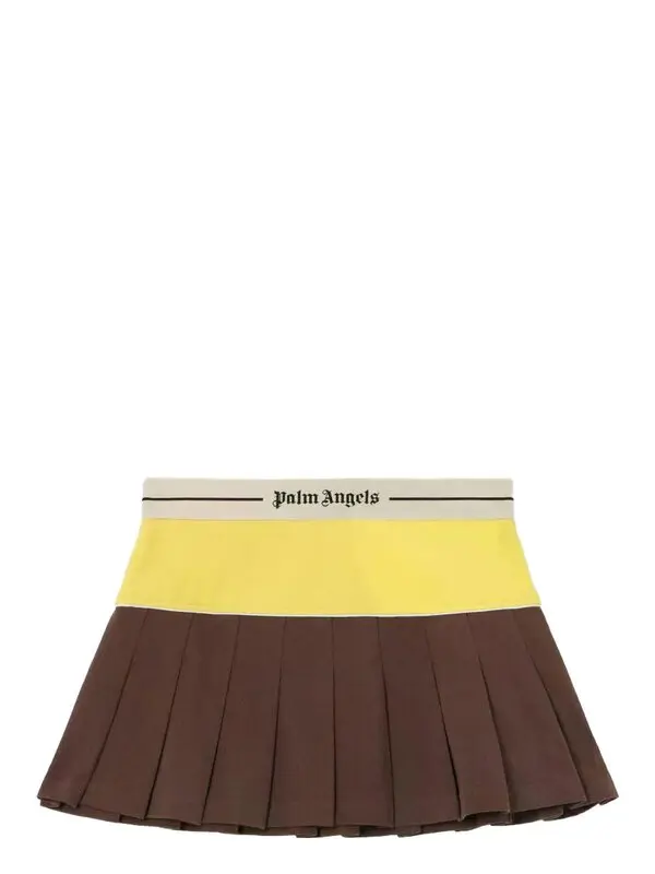 Palm Angels Logo Pleated Mini Skirt - Brown