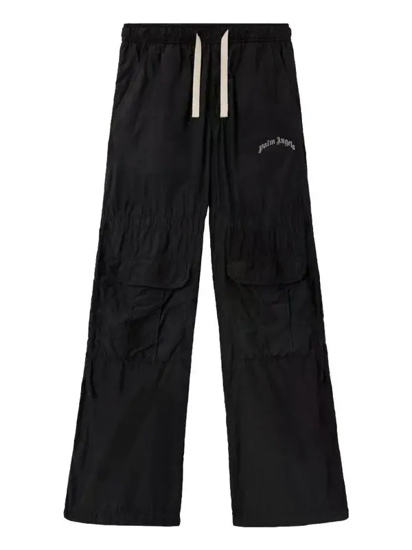 Palm Angels Logo Drawstring Cargo Trousers - Black