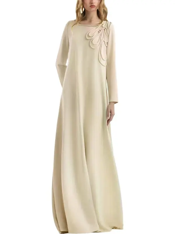 GEMY MAALOUF Long-sleeve A-line Maxi Dress - Neutrals