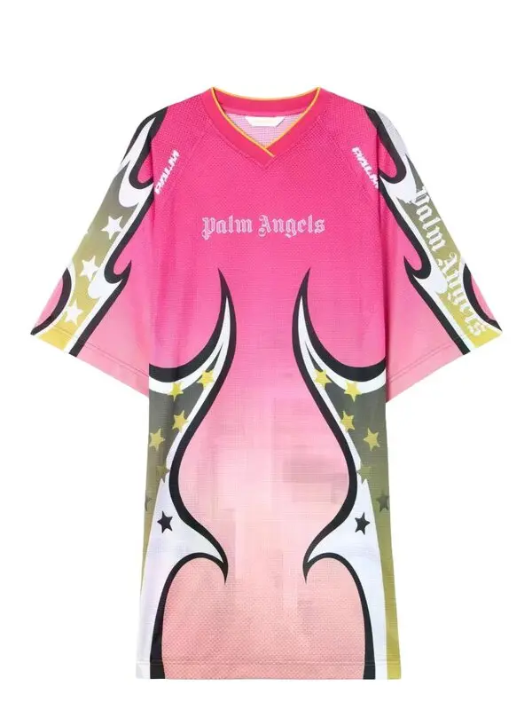 Palm Angels Racing Graphic T-shirt Mini Dress - Pink