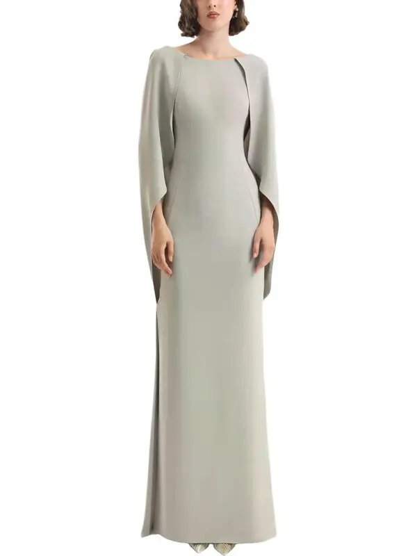GEMY MAALOUF Cape-sleeved Maxi Dress - Grey