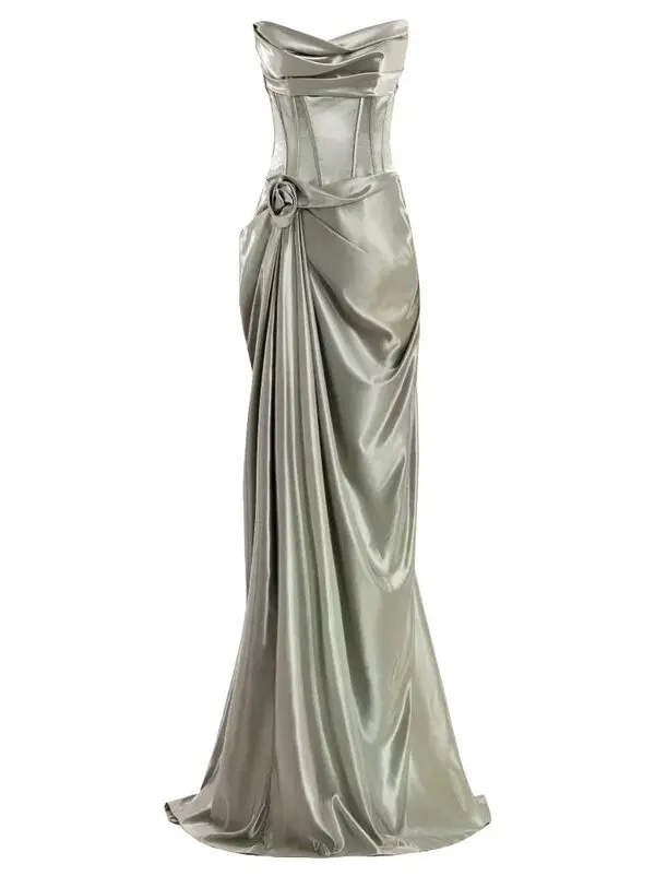 GEMY MAALOUF Strapless Metallic-effect Maxi Dress - Green