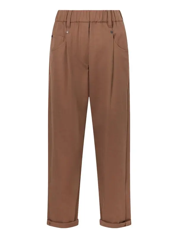 Brunello Cucinelli Cotton-blend Twill Straight-leg Trousers - Brown