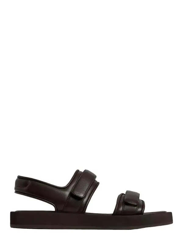 12 STOREEZ Slingback Leather Sandals - Brown