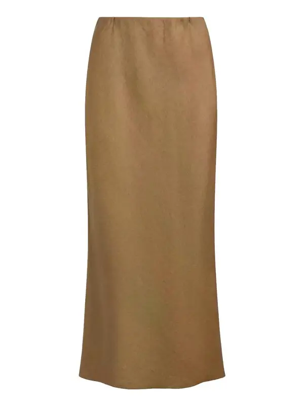 12 STOREEZ Linen Maxi Skirt - Brown
