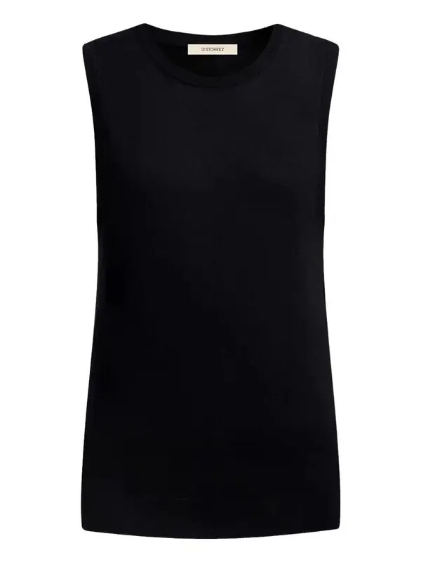 12 STOREEZ Sleeveless Round-neck Top - Black