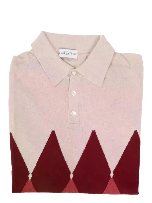 BALLANTYNE Argyle-pattern Short-sleeves Polo Shirt - Pink